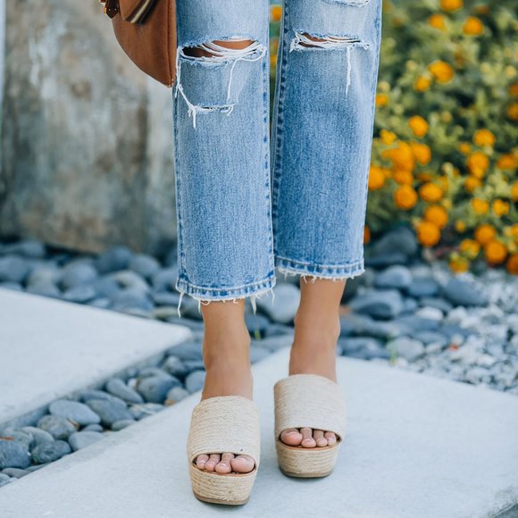 Soda | Shoes | New Natural Jute Raffia Open Toe Platform Wedge High ...